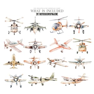 Cute Aviator Clipart - Watercolor Clipart - Airplane, Pilot, Clouds ...