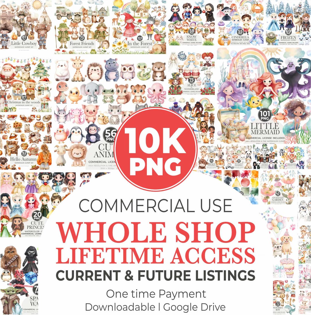 Watercolor Clipart Whole Shop Bundle: 10K+ Commercial Use PNG Files ...
