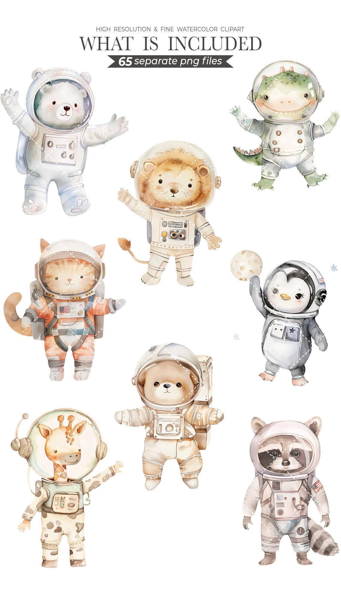 Watercolor Space Clipart Bundle, Astronaut Nursery Clipart, Astronaut ...