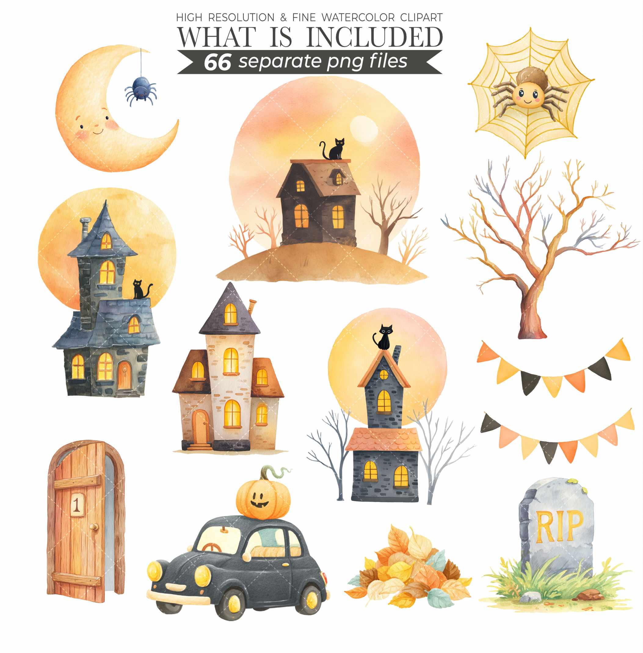 Watercolor Halloween Clipart Bundle: Pastel Ghost, Pumpkin, Mummy ...