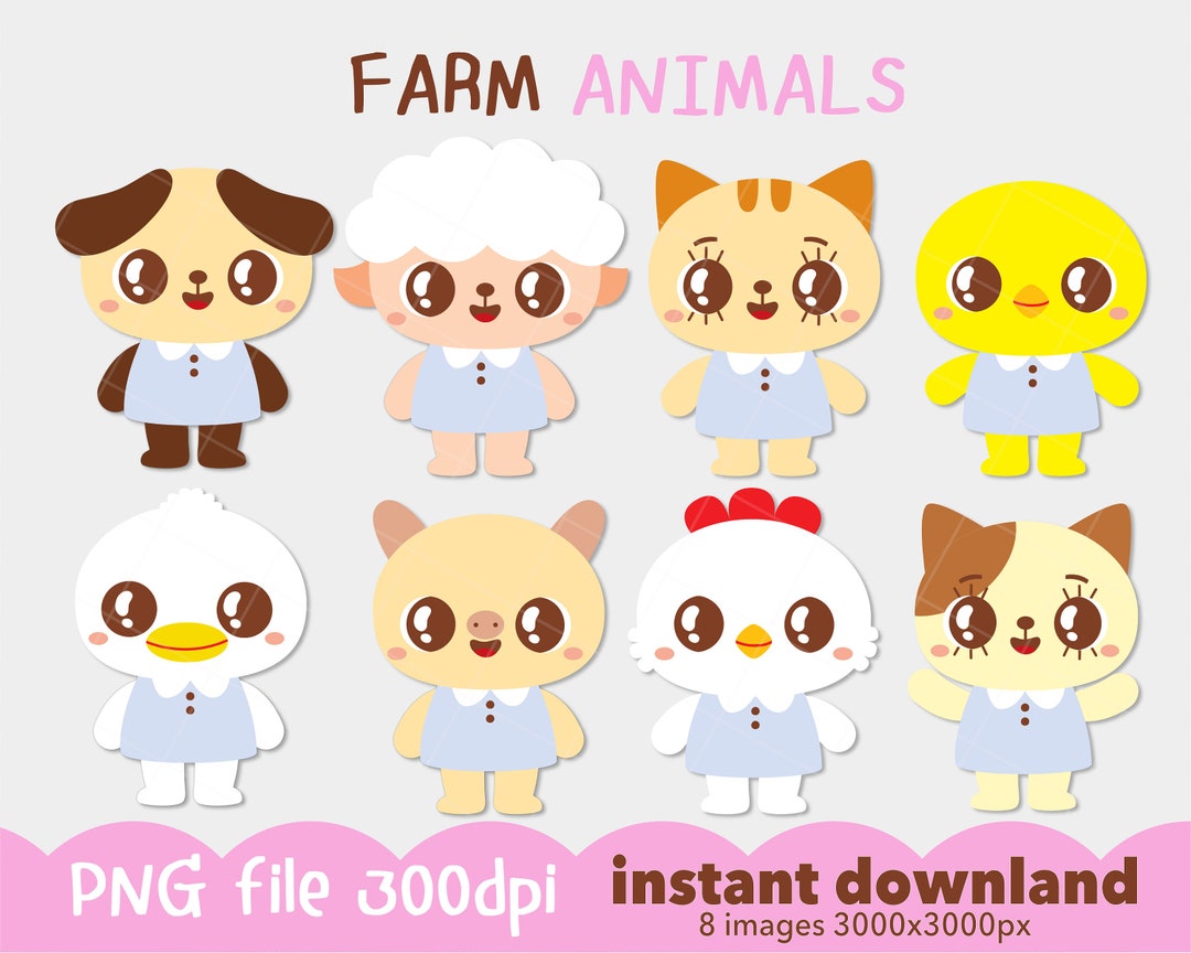 Farm Animal Faces Clipart Set Animal Faces, Farmyard, Farm, Cow ...