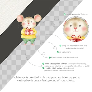 Mouse Watercolor Clipart Bundle: Nursery PNG Graphics (digital Download ...