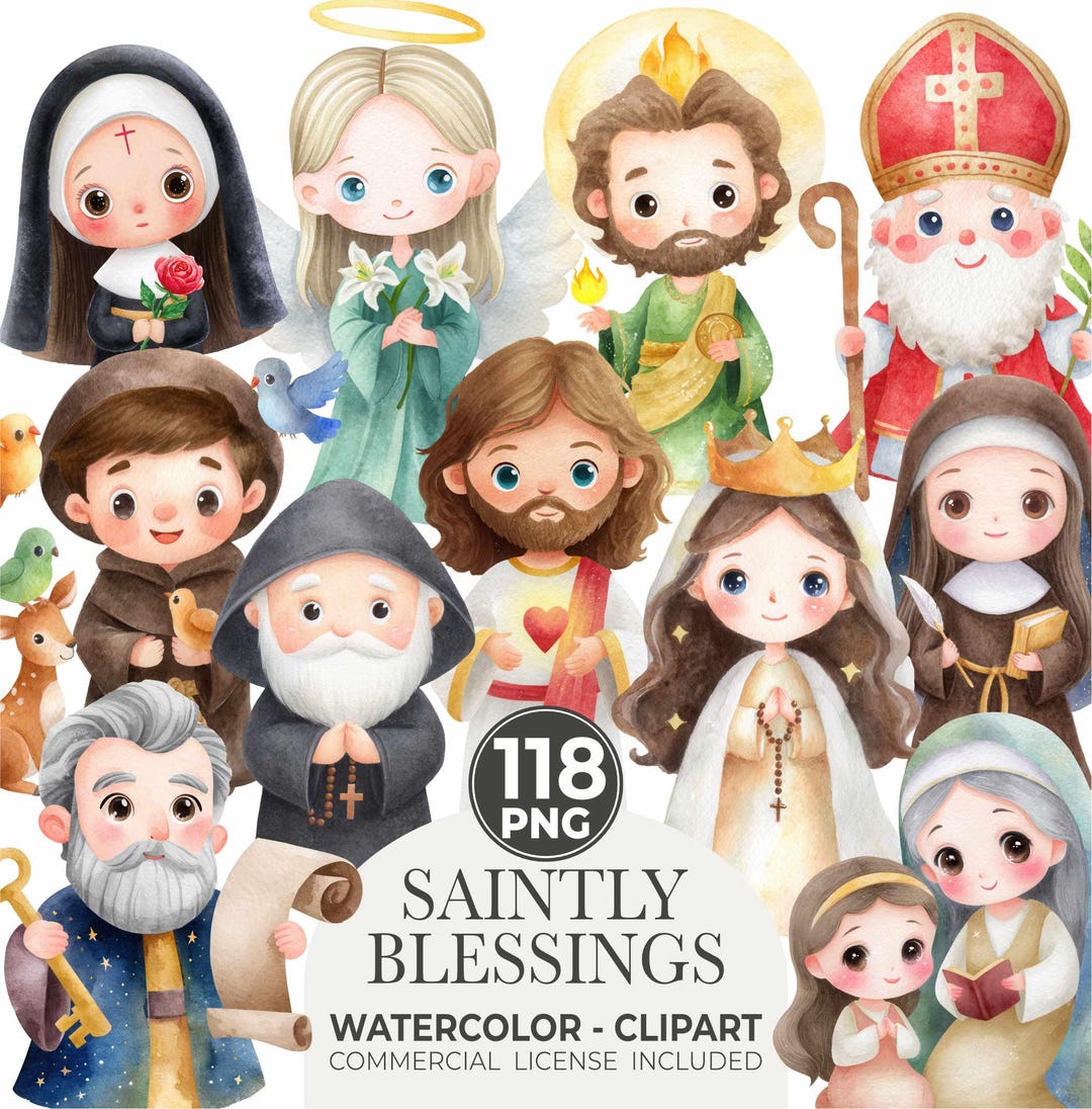 Saints Clipart Bundle – Catholic Christian Religious PNG | Watercolor ...