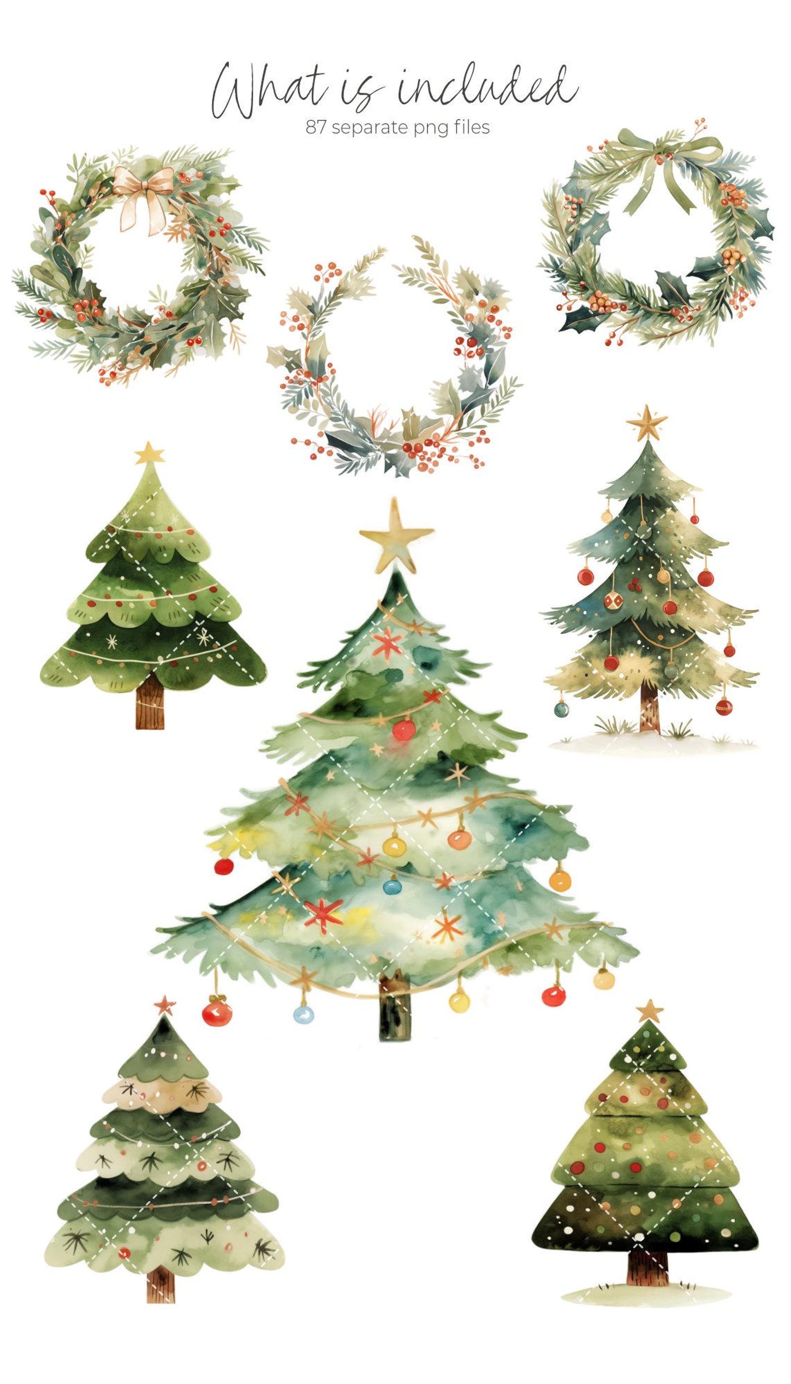 Woodland Christmas Clipart: Watercolor Forest Animals (PNG Digital ...