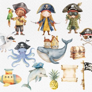 Cute Pirate Clipart Caribbean Clipart Treasure Trove Clipart Parrot ...