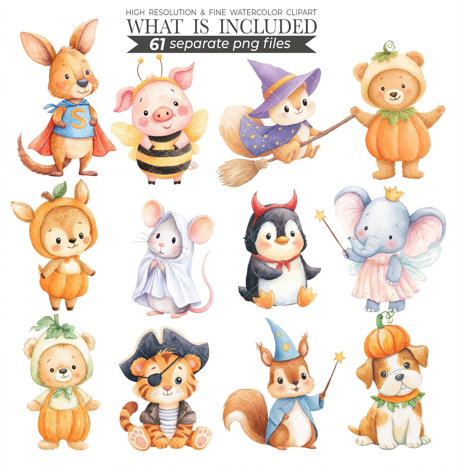 Halloween Animals Clipart, Cute Halloween Png, Woodland Animal Clipart ...