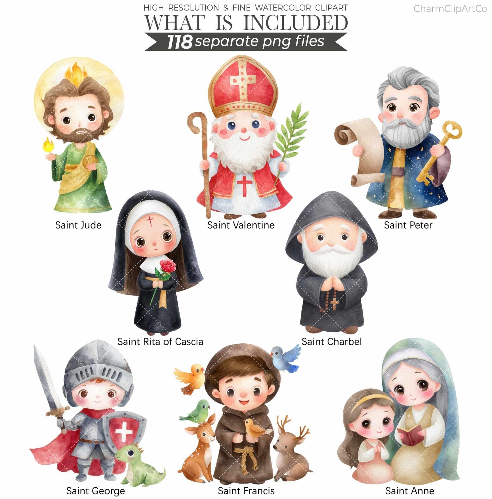 Saints Clipart Bundle – Catholic Christian Religious PNG | Watercolor ...