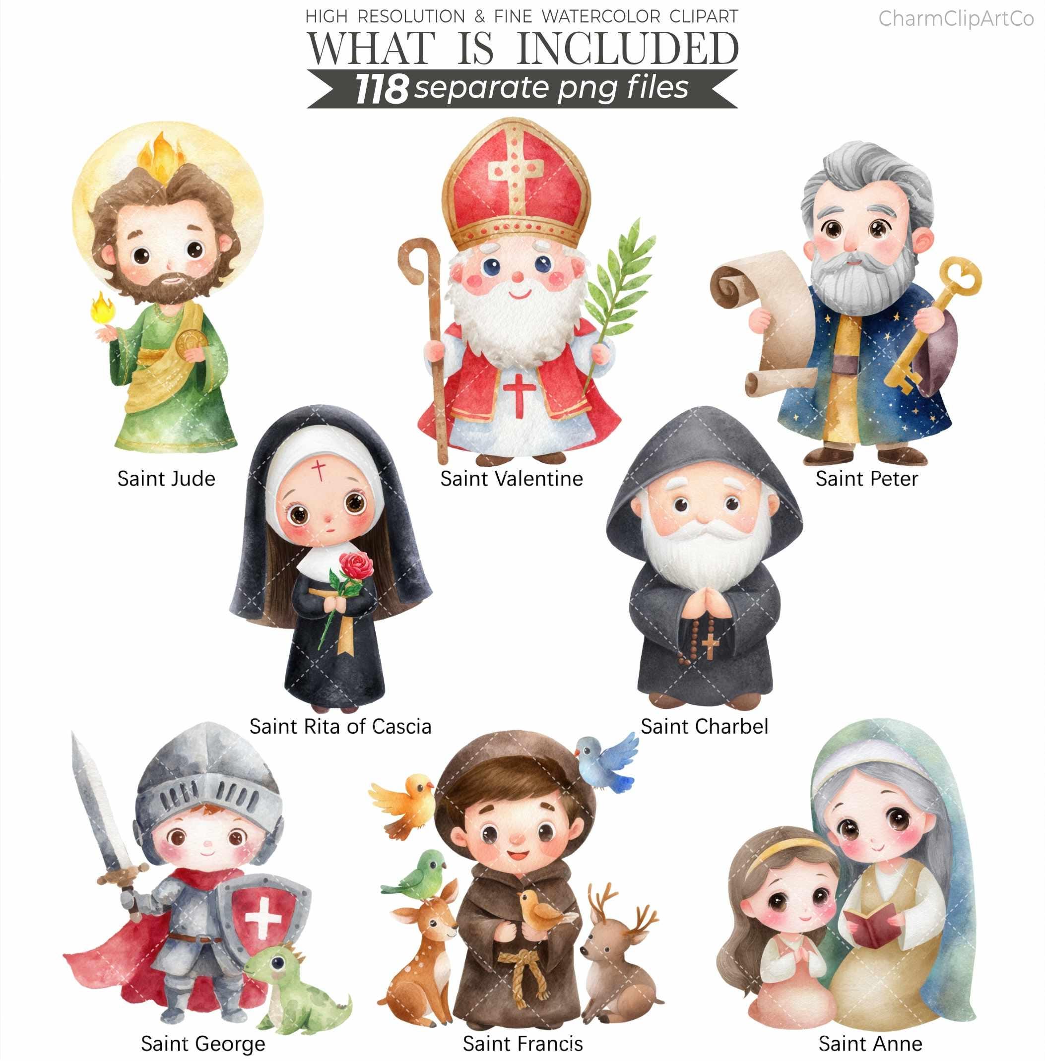 Saints Clipart Bundle – Catholic Christian Religious PNG | Watercolor ...