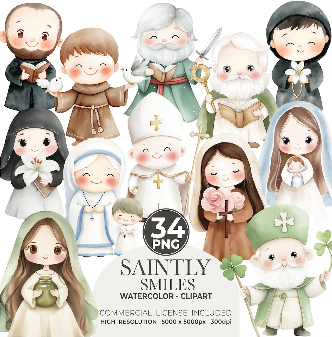 Watercolor Saints Clipart, Faith Cut File, Christians, Jesus, Bible Png ...