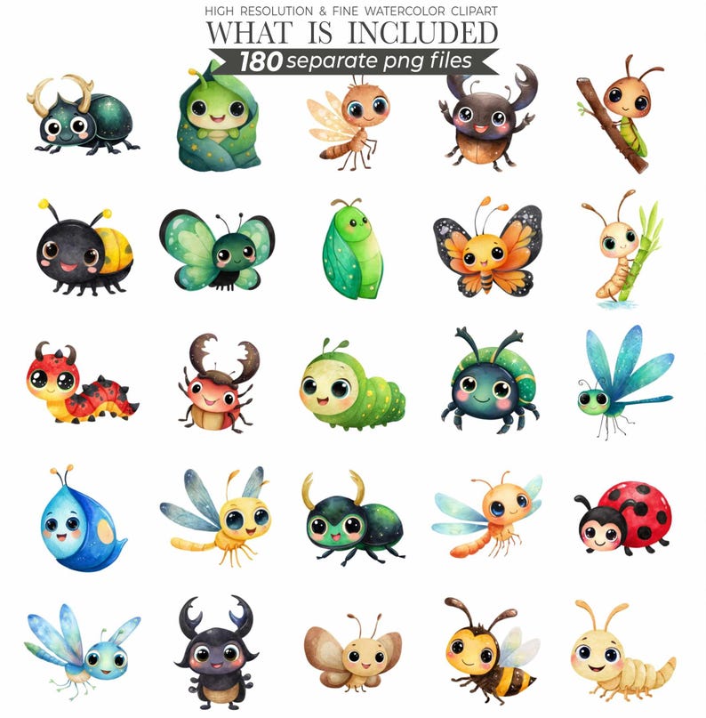 Cute Little Love Bugs Clipart, Insects Clipart, Spring Clip Art Bundle ...