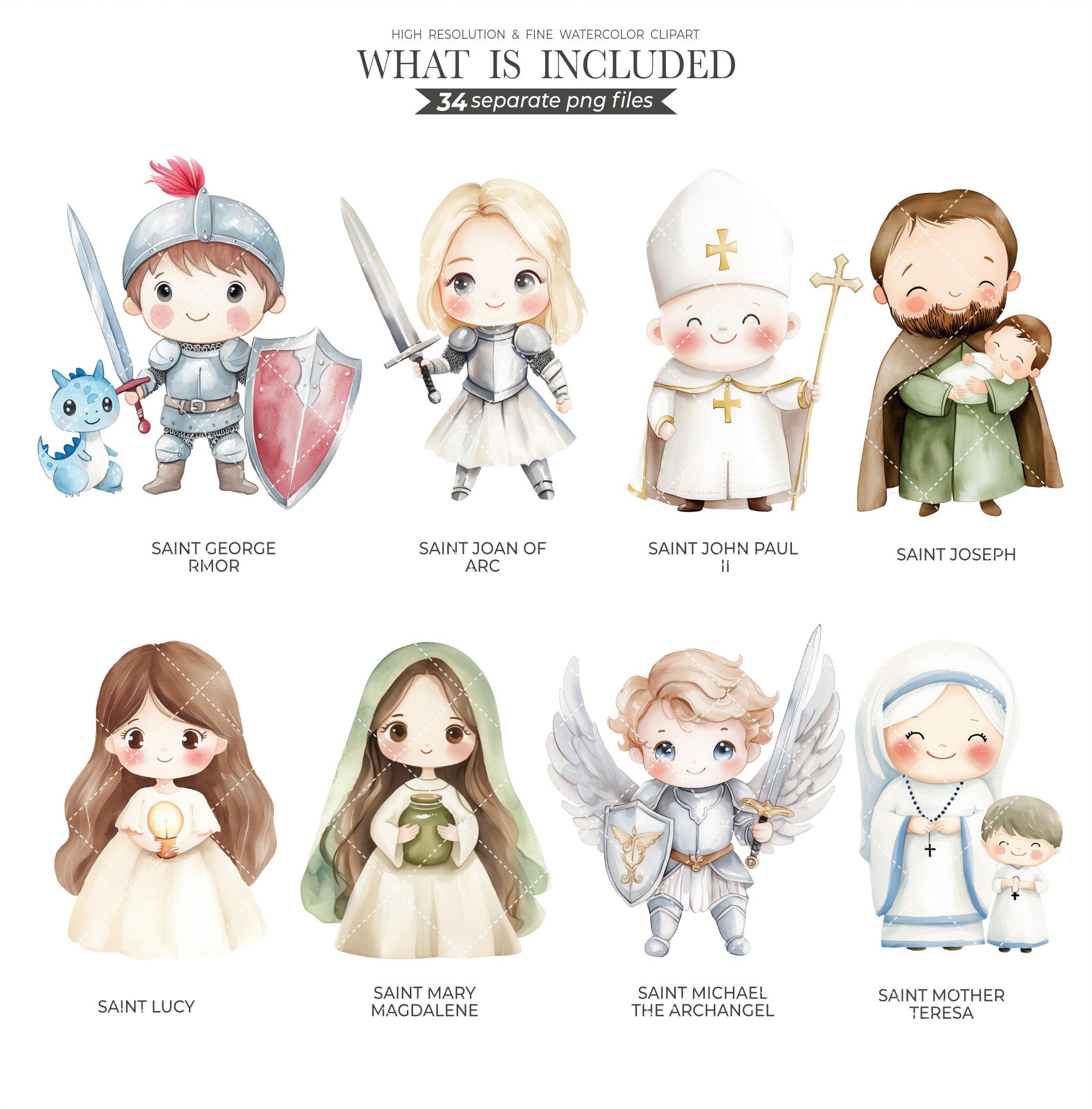 Watercolor Saints Clipart: Christian Religious Illustrations (digital ...