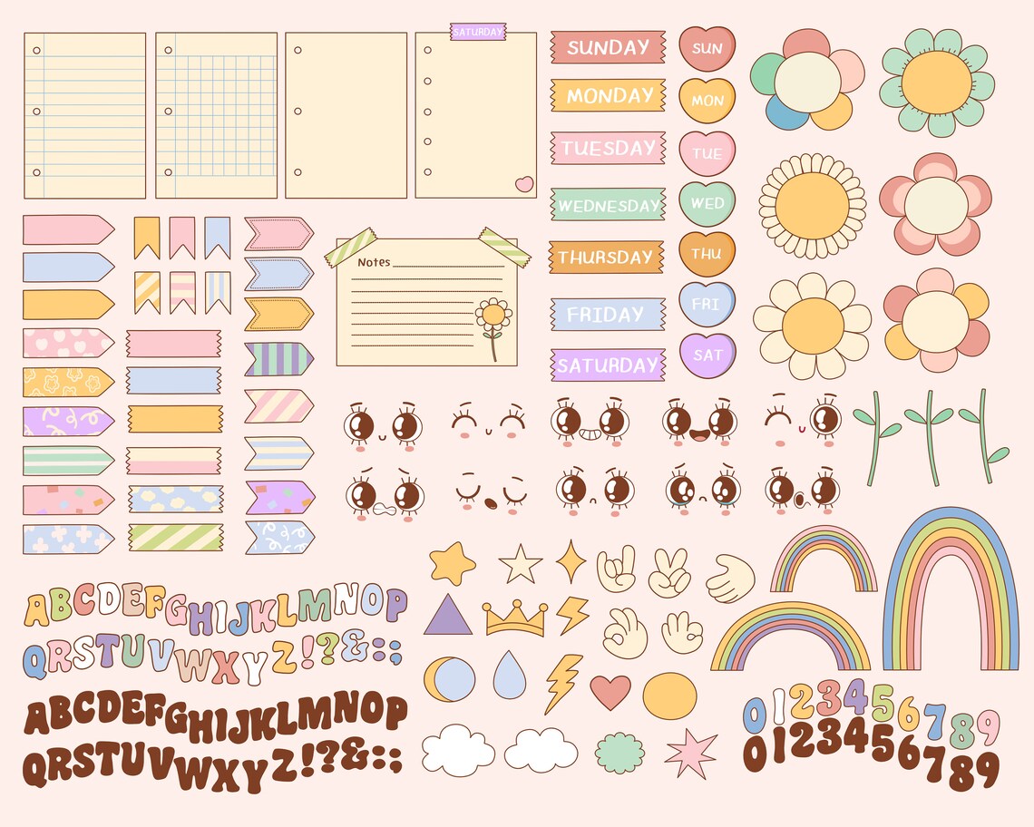 Back to School Clipart, School Supplies , Groovy Teacher PNG, Adorable ...