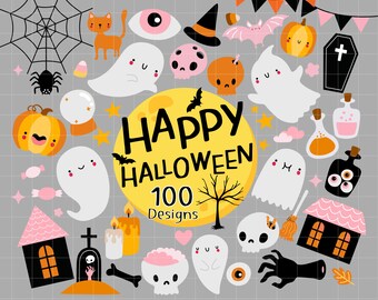 Cute Halloween Clipart, Pink Halloween Clipart, Pink Pumpkin Clip Art ...