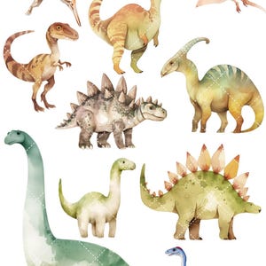 Watercolor Dinosaur Clipart: 101 PNG Nursery Graphics (digital Download ...
