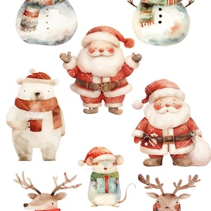 Woodland Christmas Clipart: Watercolor Forest Animals (PNG Digital ...