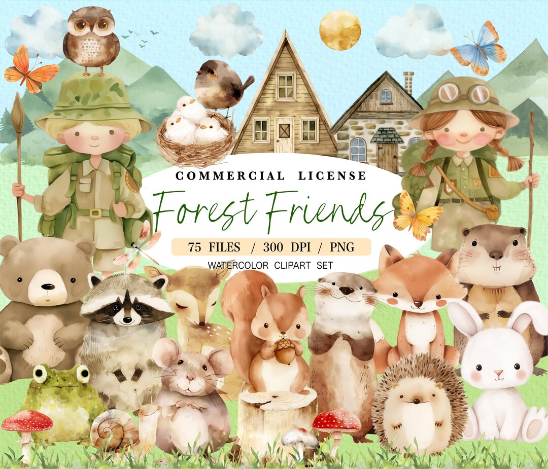 Forest Animals Nursery Clipart Watercolor Clipart Animals Clipart ...