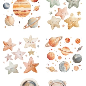 Watercolor Space Clipart Bundle: Astronauts, Rockets, Planets (PNG ...
