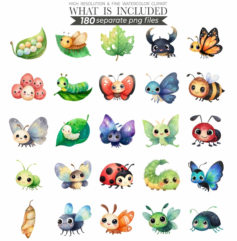 Cute Little Love Bugs Clipart, Insects Clipart, Spring Clip Art Bundle ...