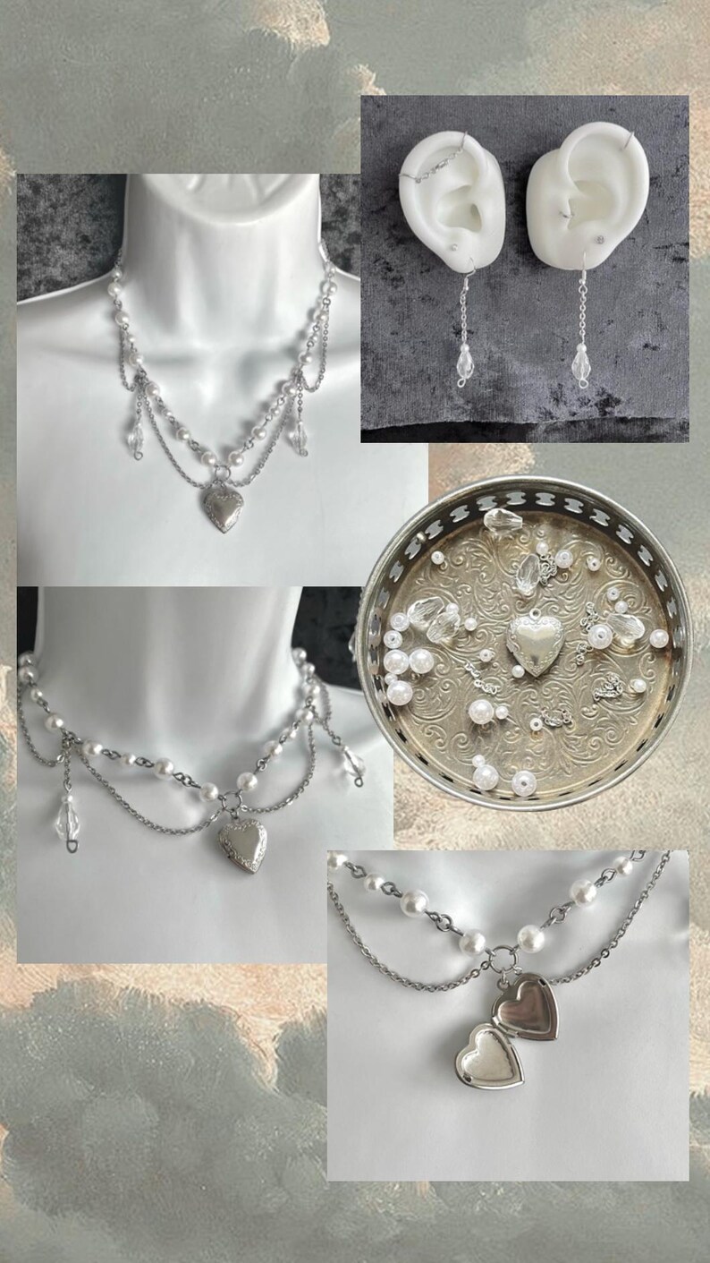 Friendship Necklace Set With Matching Earrings – Vintage-inspired Heart ...