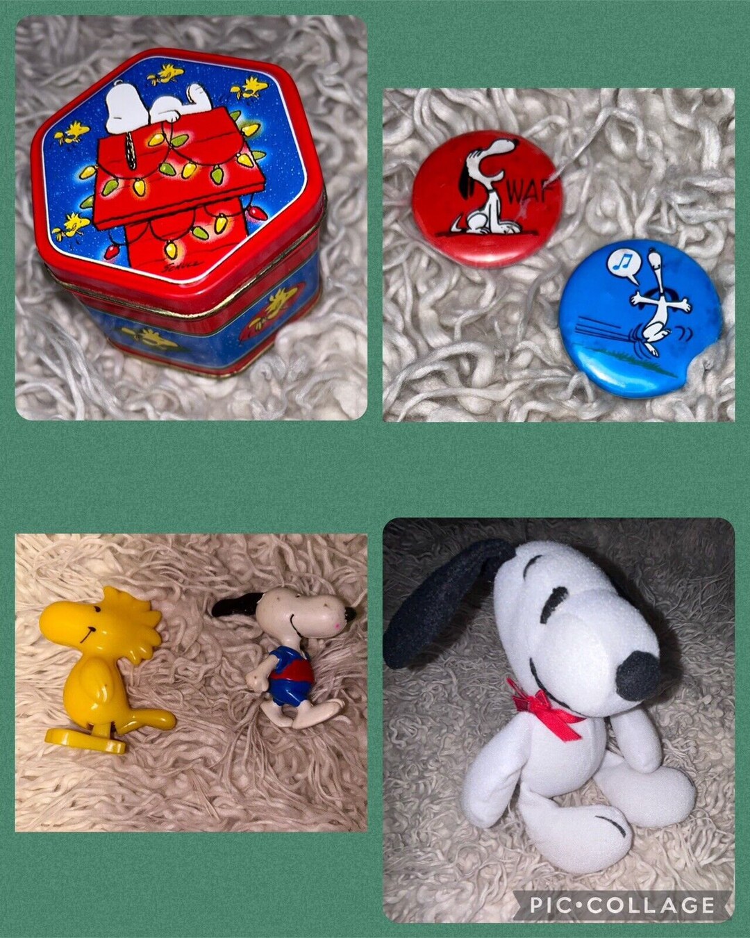 Vintage Peanuts Snoopy Lot Figures Tin Beanie Plush Badges Pin Buttons ...