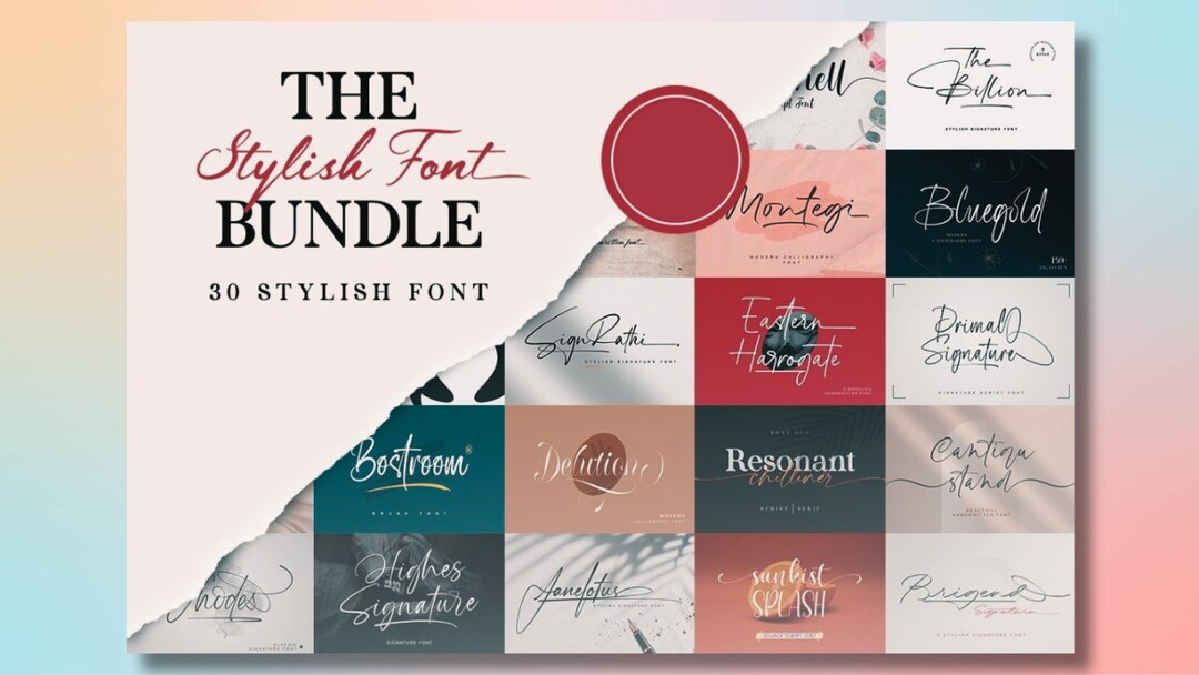 The Stylish Font Bundle procreate Prints Vintage Canva Fonts Cricut ...