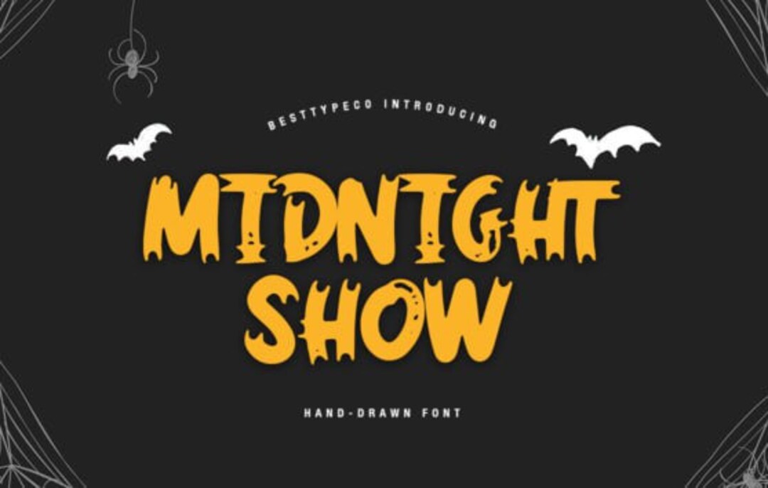 Midnight Show Font, Horror Font, Script Font, Beautiful Font, Vintage ...