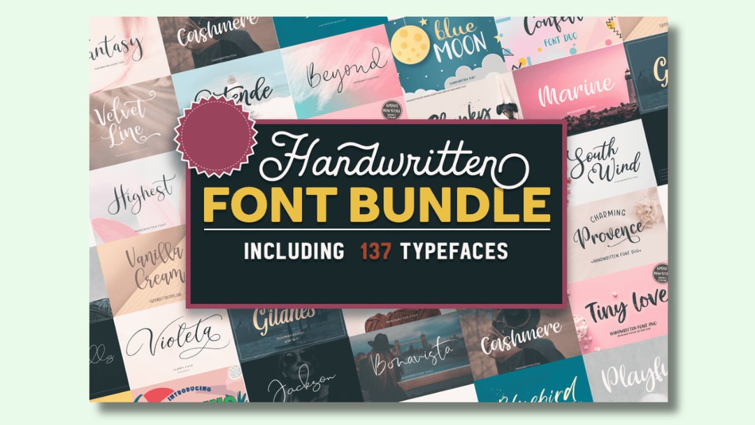 Handwritten Font Bundle Canvas SVG Instant Digital Download procreate ...