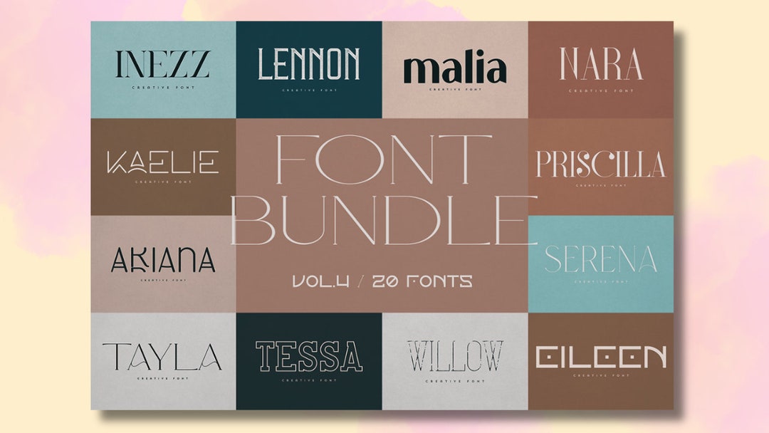 Font Bundle Volume 4 20 Fonts Canvas SVG Instant Digital Download ...