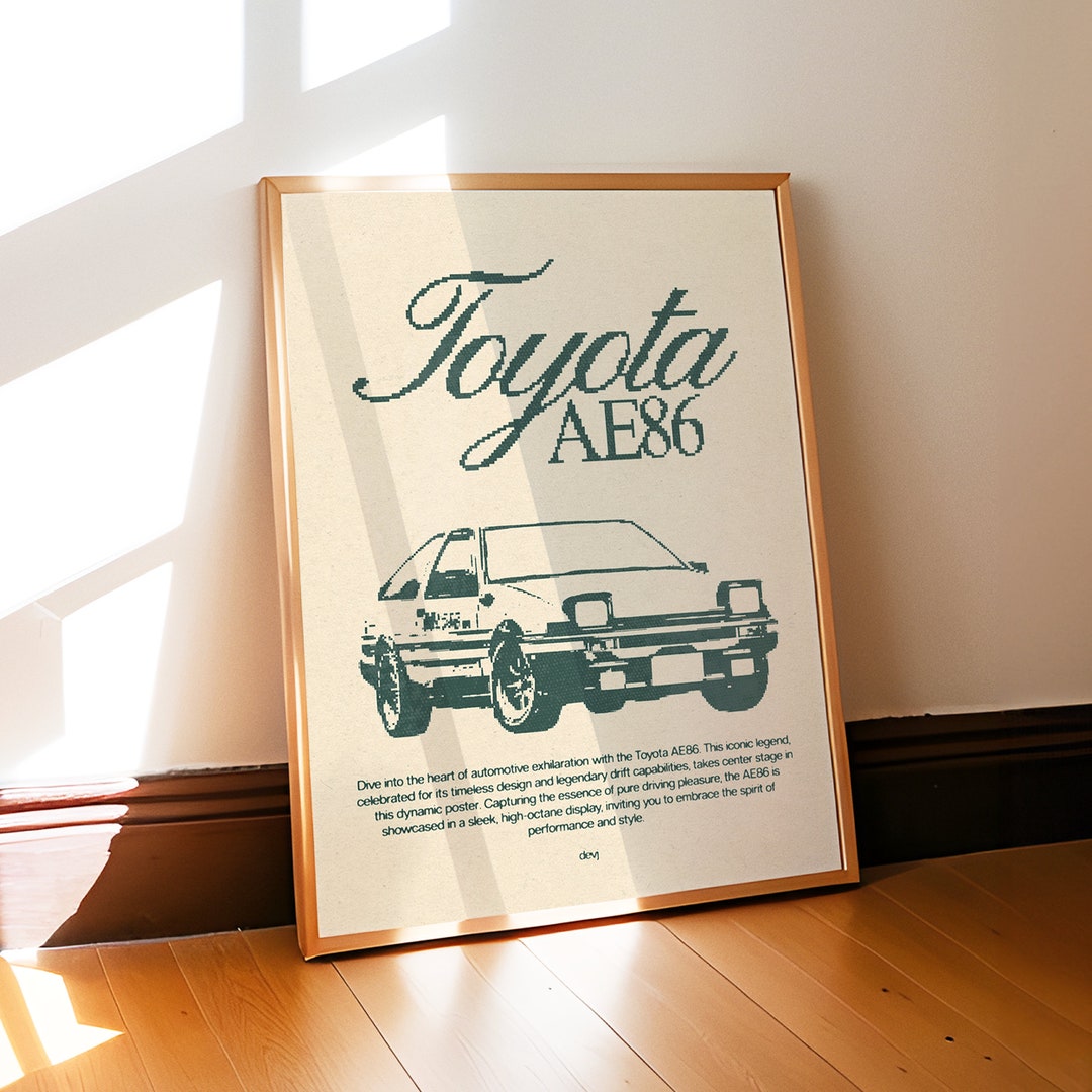 Toyota AE86 Poster, Pixel Art, Vintage Print, Retro Advert Poster ...