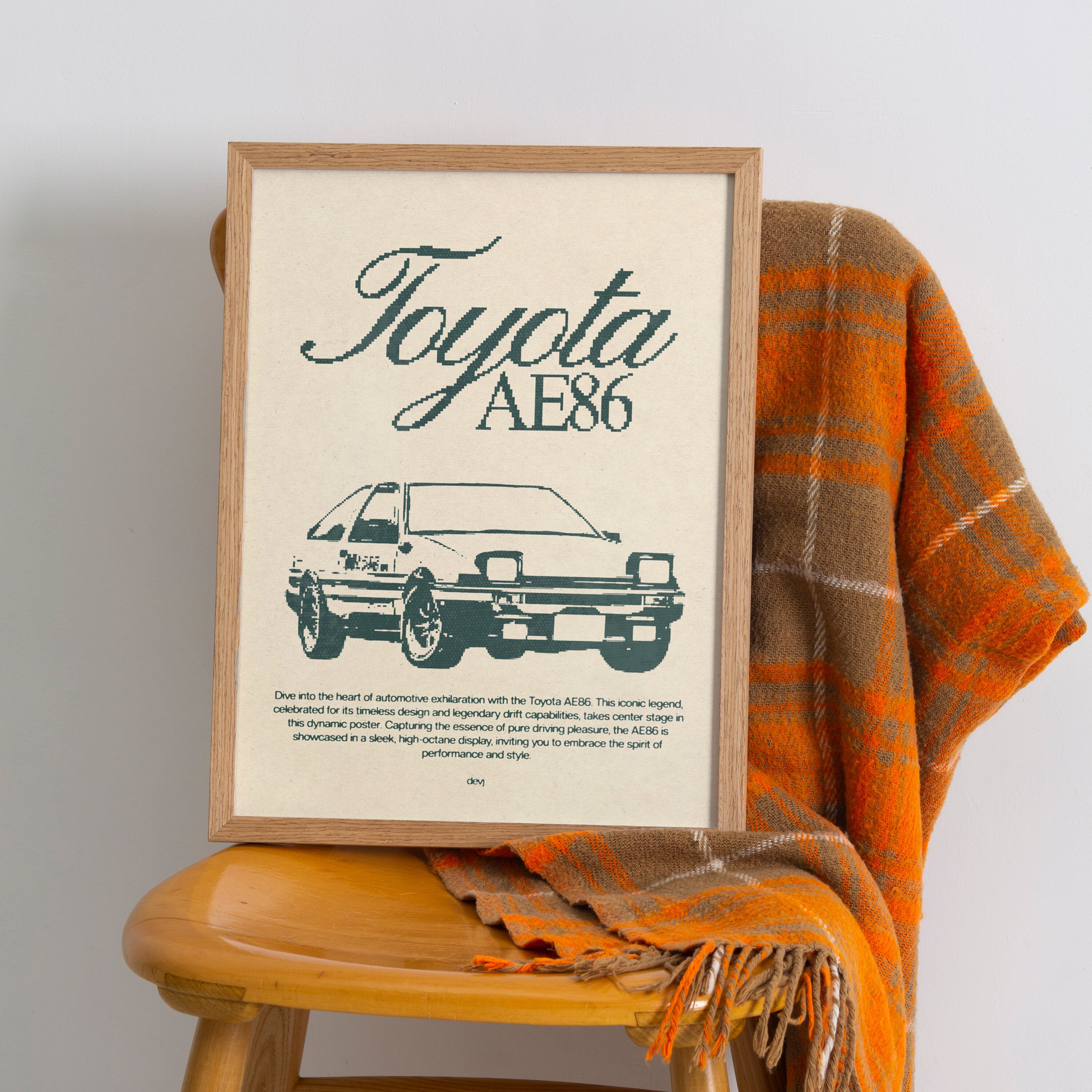 Toyota AE86 Poster, Pixel Art, Vintage Print, Retro Advert Poster ...