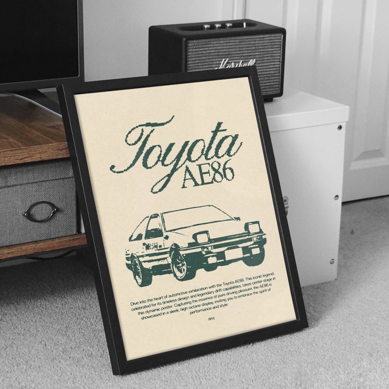 Toyota AE86 Poster, Pixel Art, Vintage Print, Retro Advert Poster ...