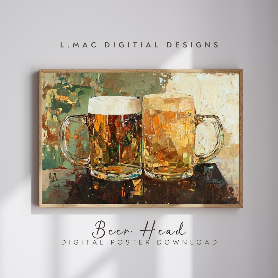 Decorative Pub Wall Art Beer Lovers Art Manly Mancave Poster Beer Mug ...
