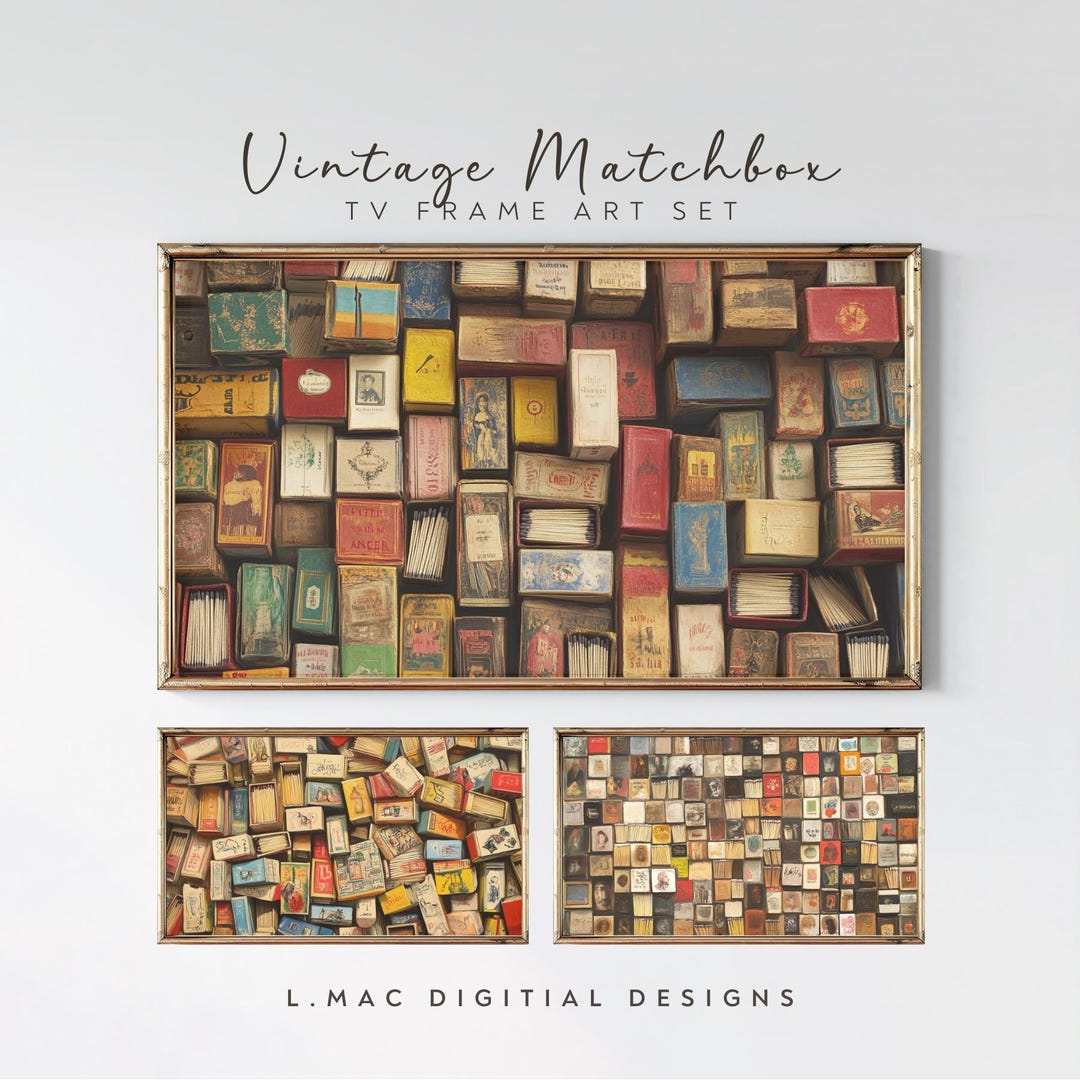 Matchboxes TV Frame Art Set | Vintage Aesthetic Art for Frame TV ...