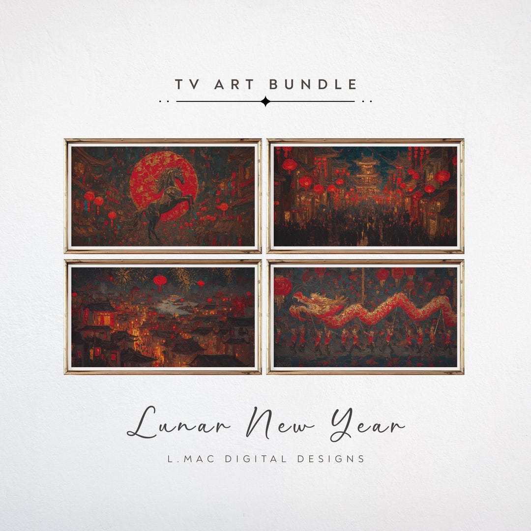 Chinese Lunar New Year Frame TV Art Bundle: Cultural Artwork for ...