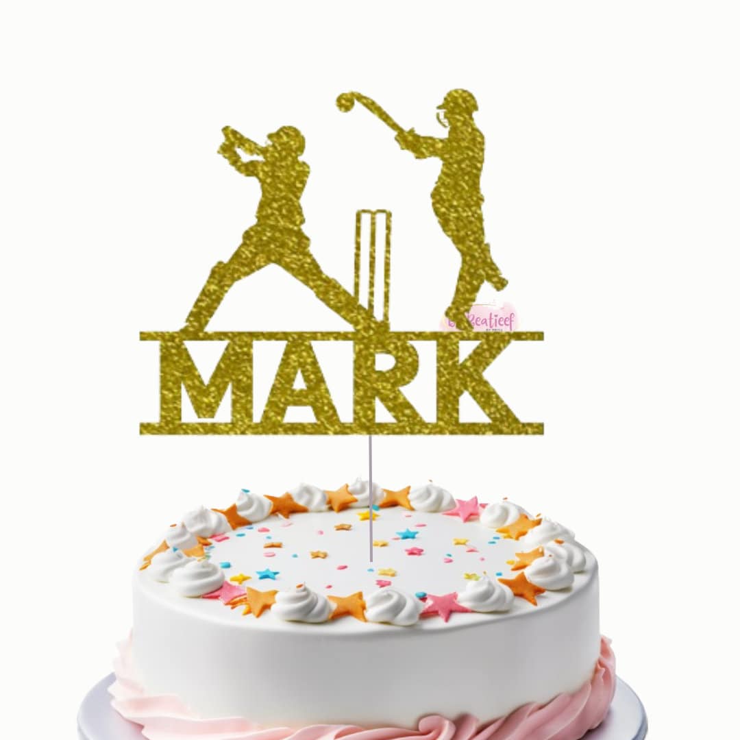 Cricket Cake Topper, Personalized Cricket Happy Birthday Cake Topper ...