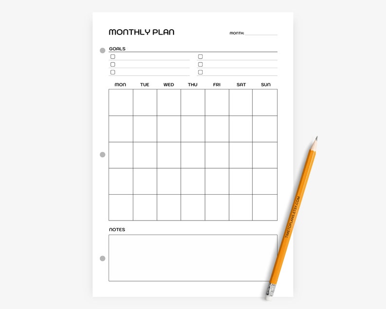 Monthly Goal Planner Printable Productivity Planner Monday - Etsy