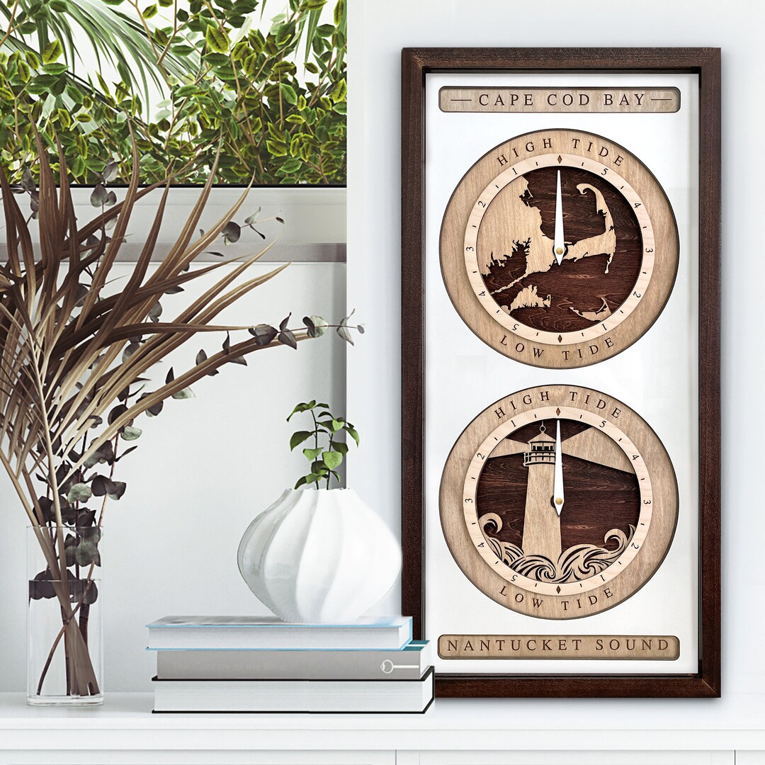 Dual Cape Cod Tide Clock, Tidal Clock Tracker, Nautical Chart Clock ...