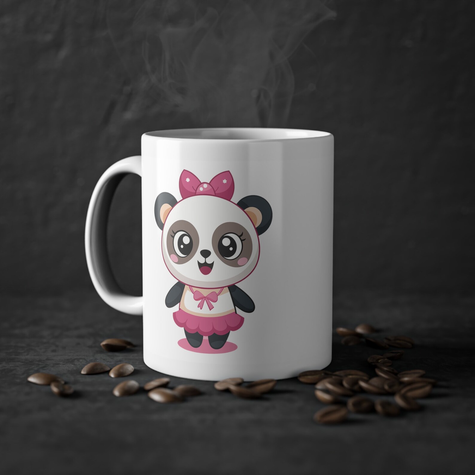 Panda Coquette Kawaii Mug, Girly Panda Coffee Mug, Panda Tasse, Double ...