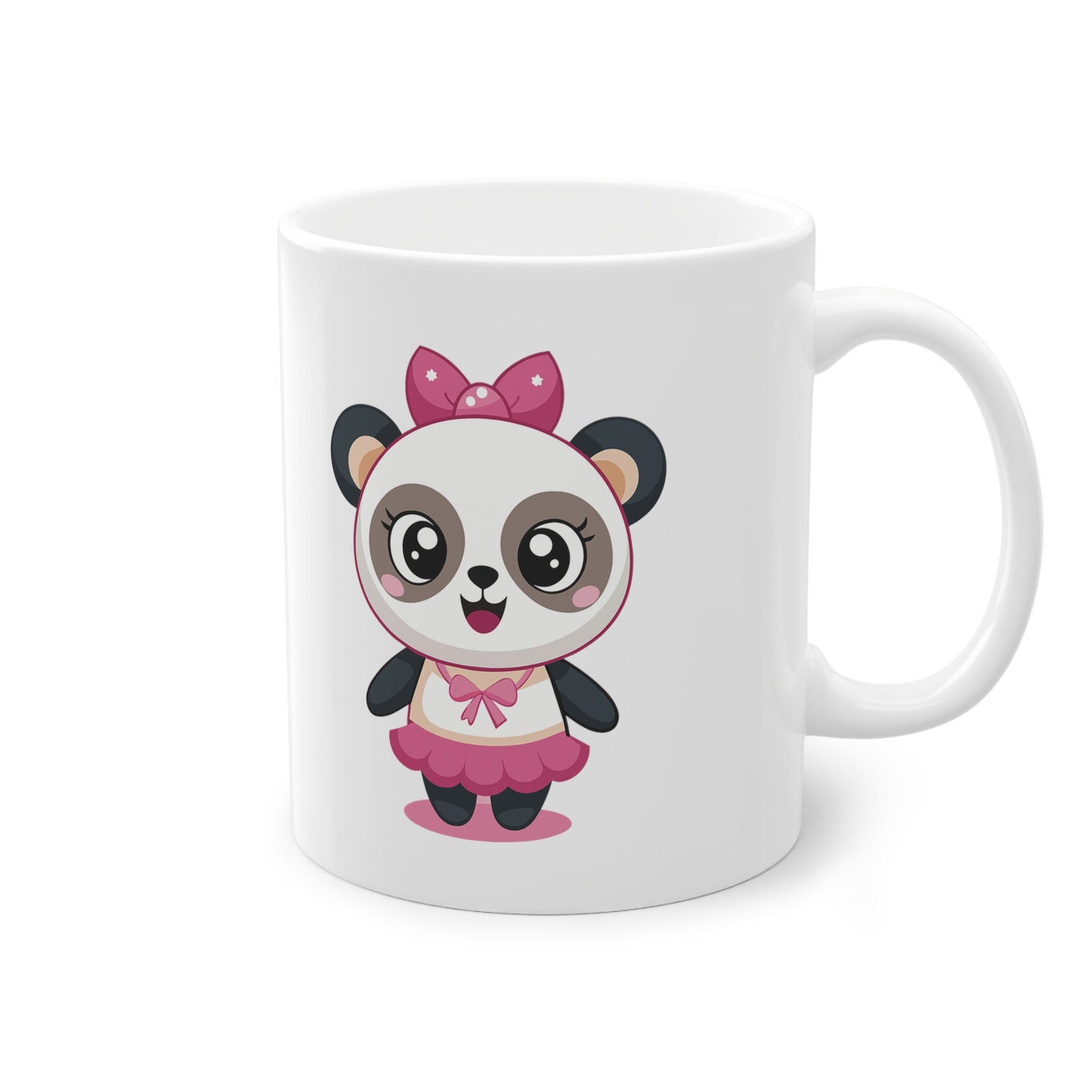Panda Coquette Kawaii Mug, Girly Panda Coffee Mug, Panda Tasse, Double ...