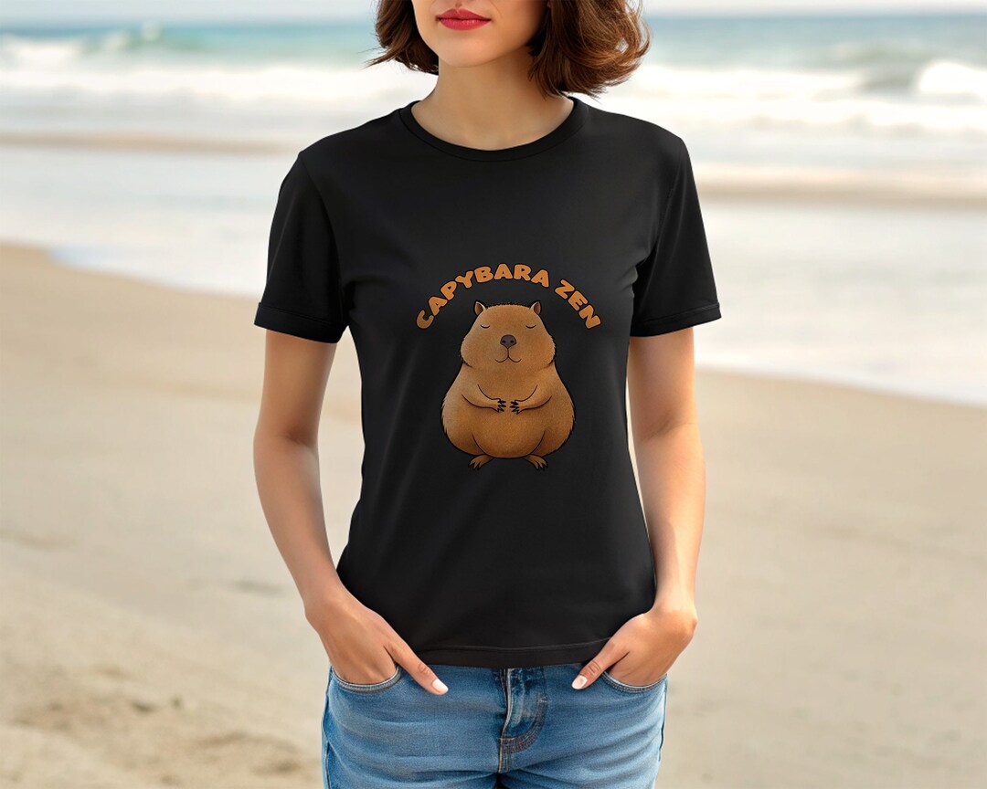 Capybara Shirt, Meditating Capybara Zen Short-sleeve, Funny Cute ...