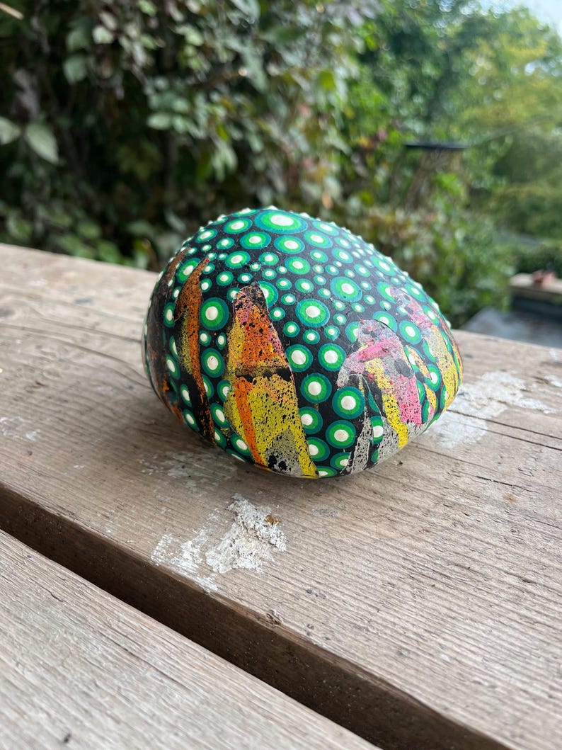 British Coastal Hand Painted Rock/stone - *punk Mandala* - Etsy