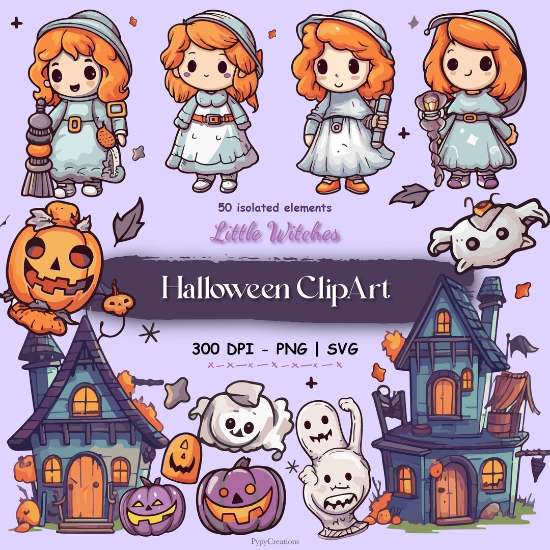 Cute Little Witches Halloween Bundle Cute Halloween Clipart - Etsy