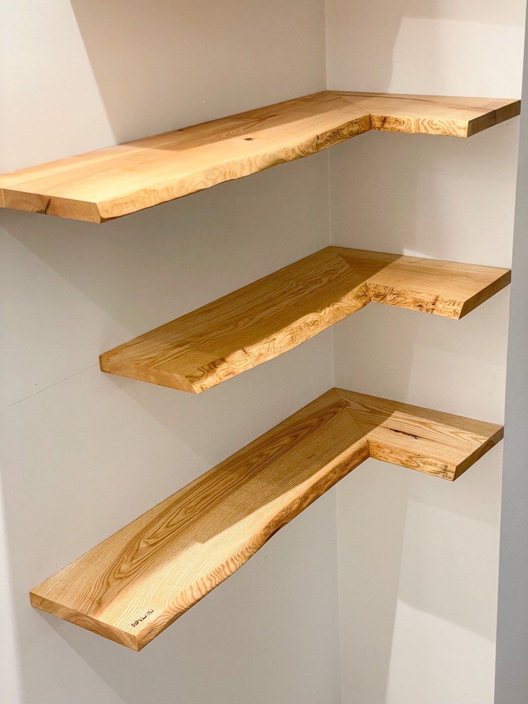 Handmade Wooden Angle Shelf Chic Geometric Corner Storage Сorner Wall ...