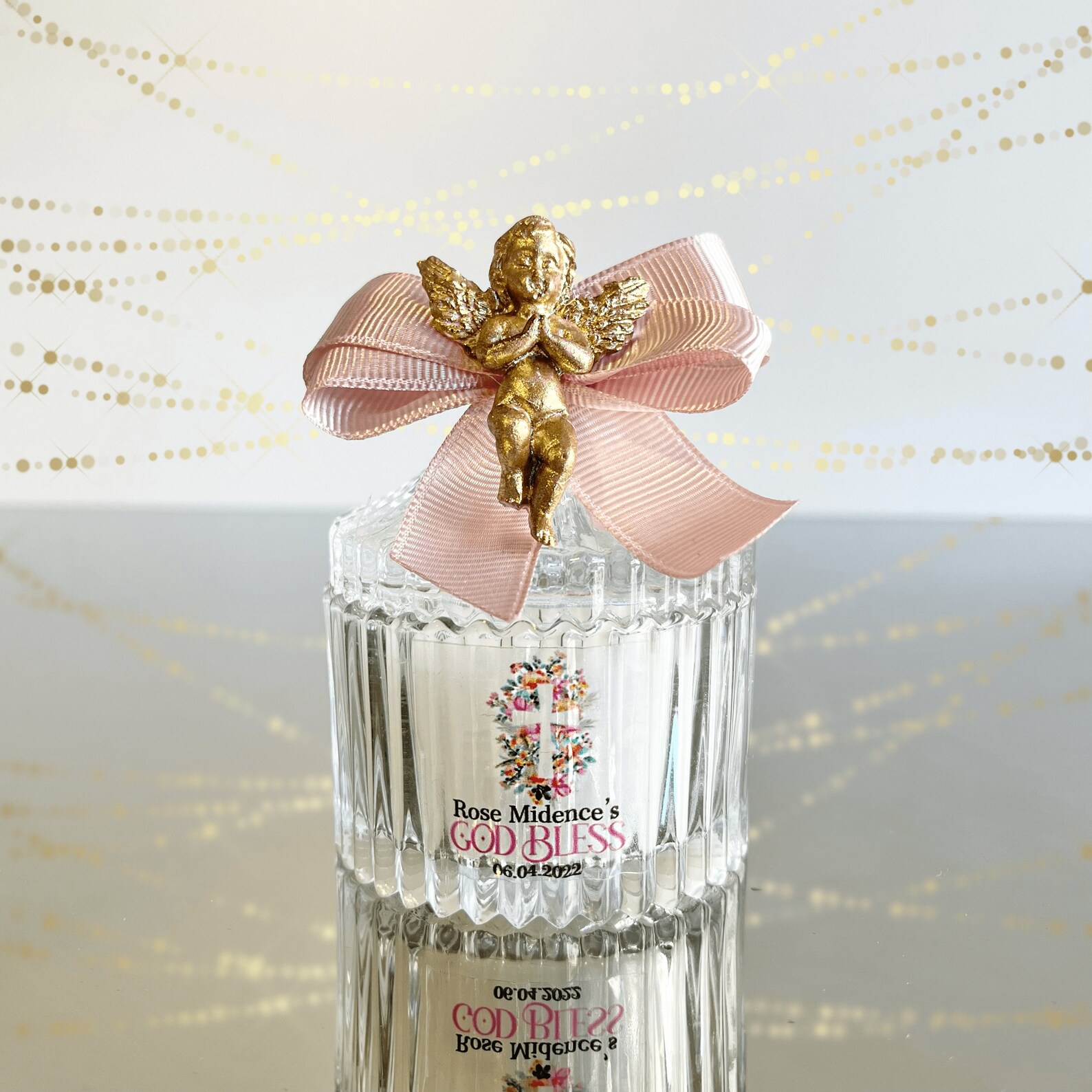 Personalized Angel on Glass Candle Baptism Favors for Guests, First ...