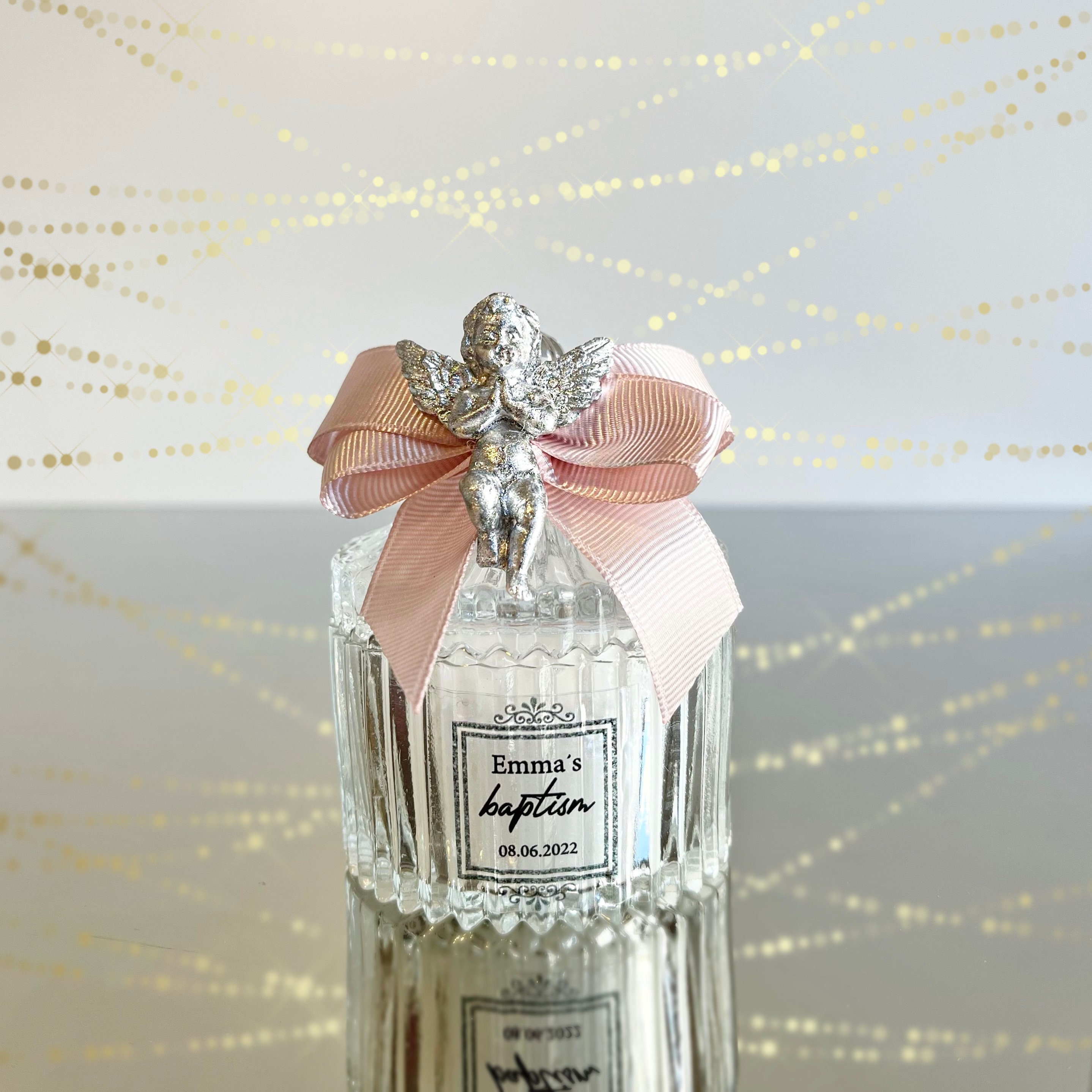 Personalized Angel on Glass Candle Baptism Favors for Guests, First ...