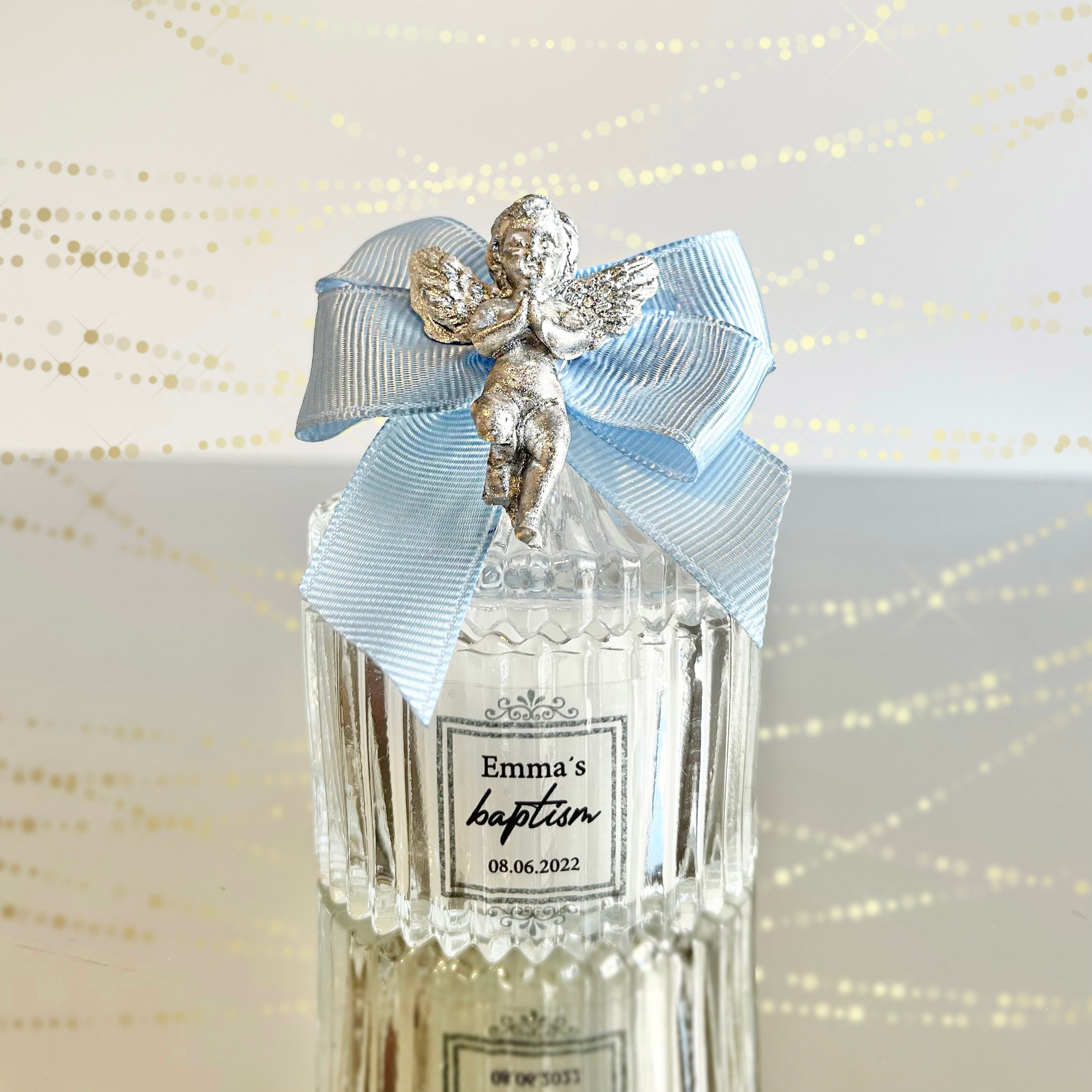 Personalized Angel on Glass Candle Baptism Favors for Guests, First ...