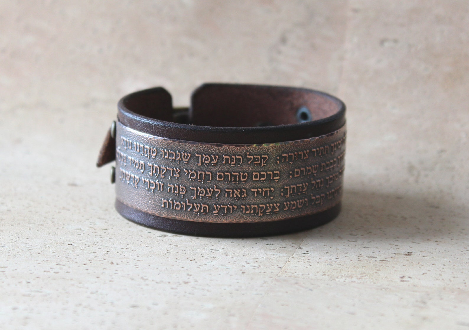 Kabbalah Prayer, Ana Bekoach, Hebrew, Mens Leather Bracelet. Size Info ...