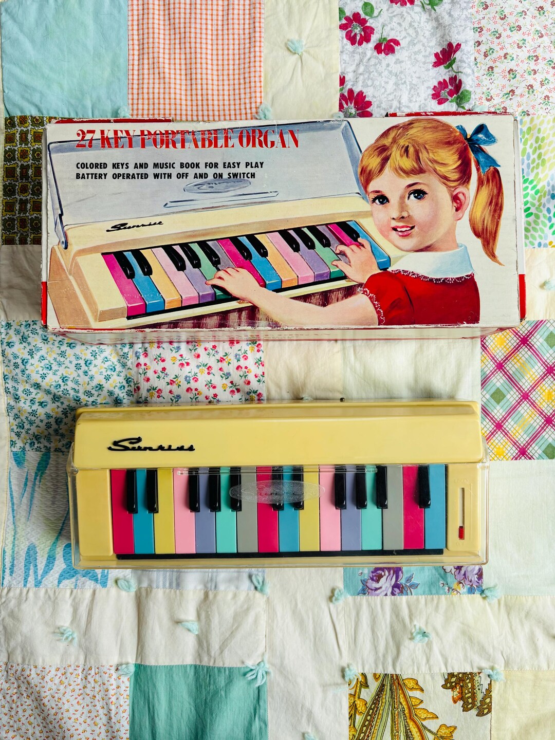 SUN 27 Key Portable Organ Colored Keys and Music Book for Easy Play ...