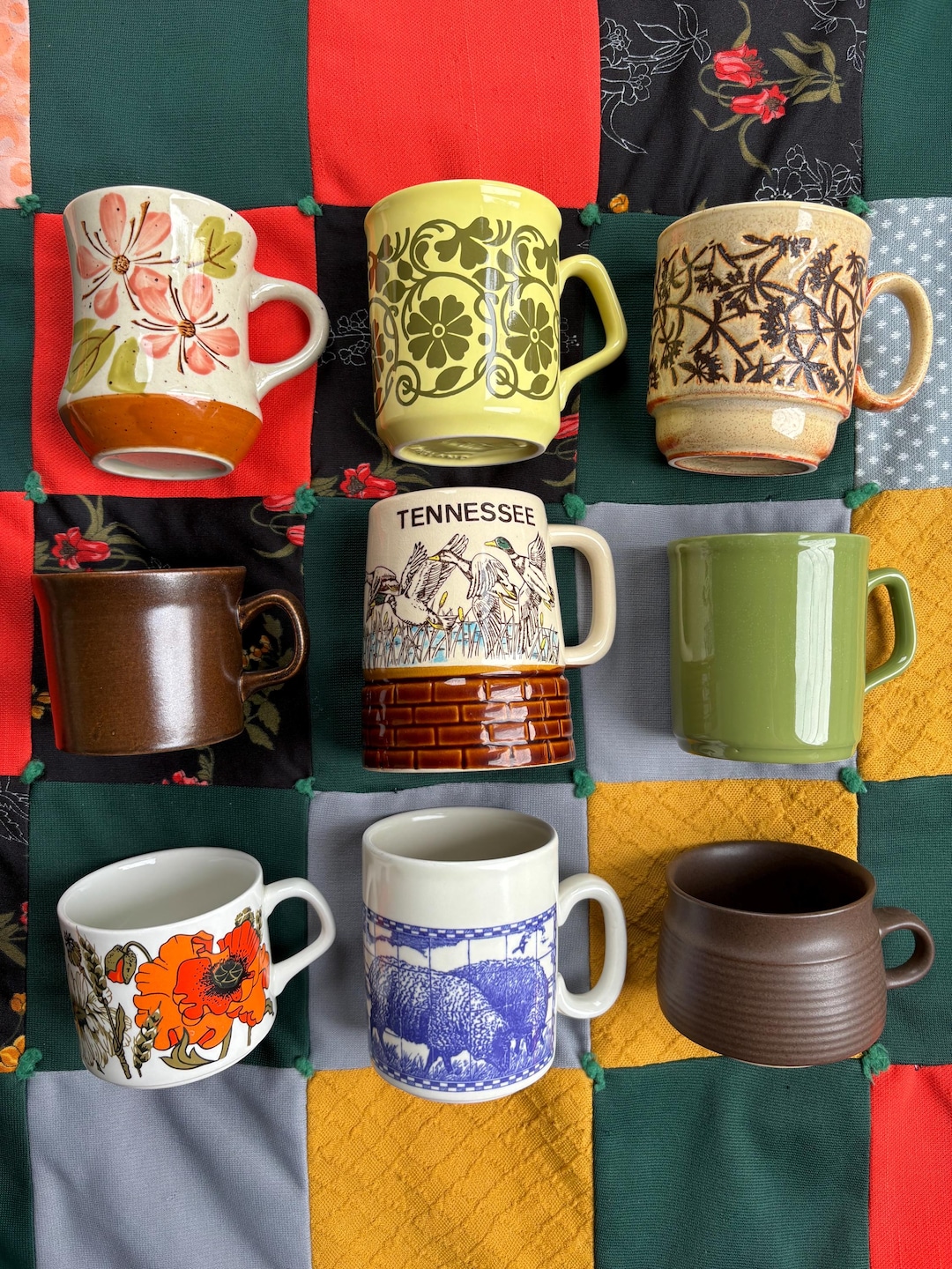 Vintage Mug Collection, Vintage Pottery Mugs, Vintage Coffee Mugs, Mix ...