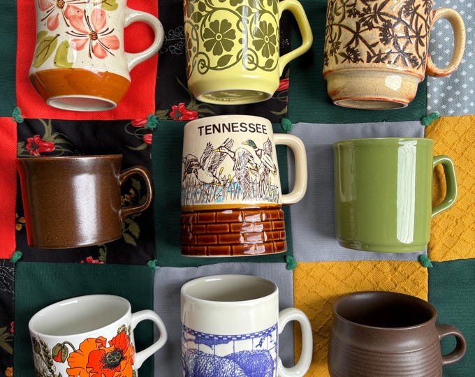 Vintage Mug Collection, Vintage Pottery Mugs, Vintage Coffee Mugs, Mix ...